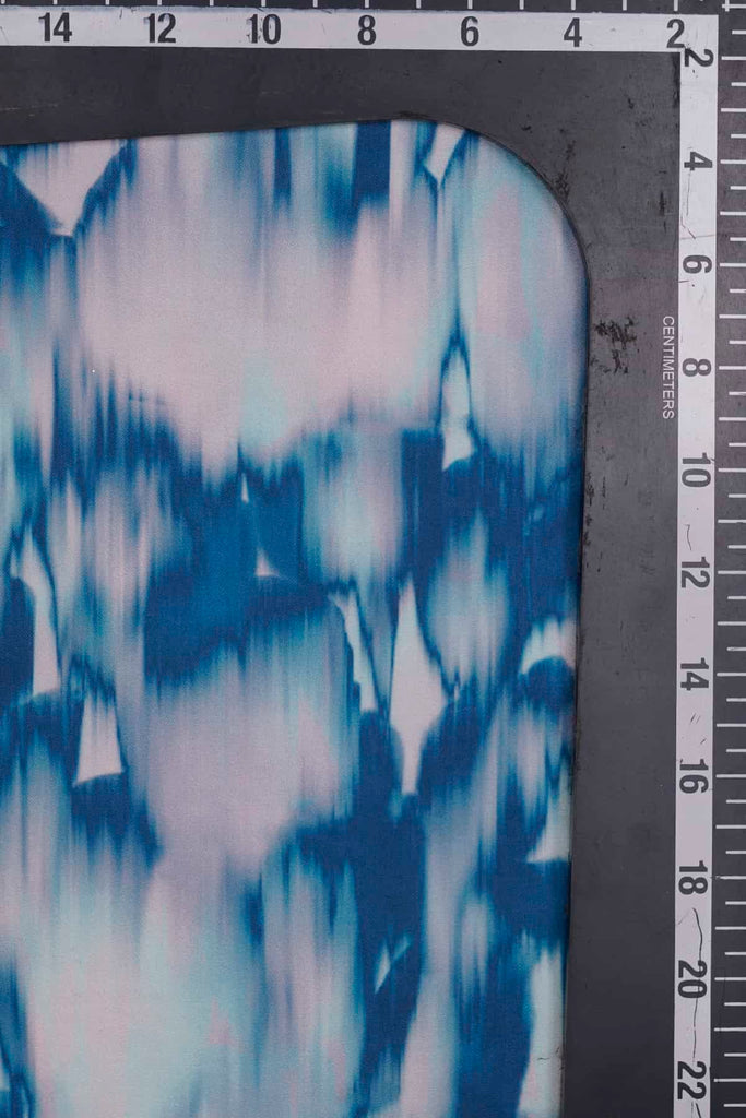 Blue Tie and Dye Pattern Digitally Printed on Charmie Satin – Saraaha