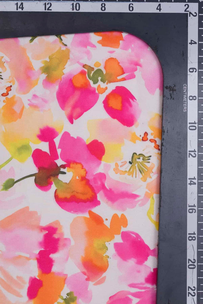 Abstract Floral Pattern Digitally Printed on Charmie Satin – Saraaha