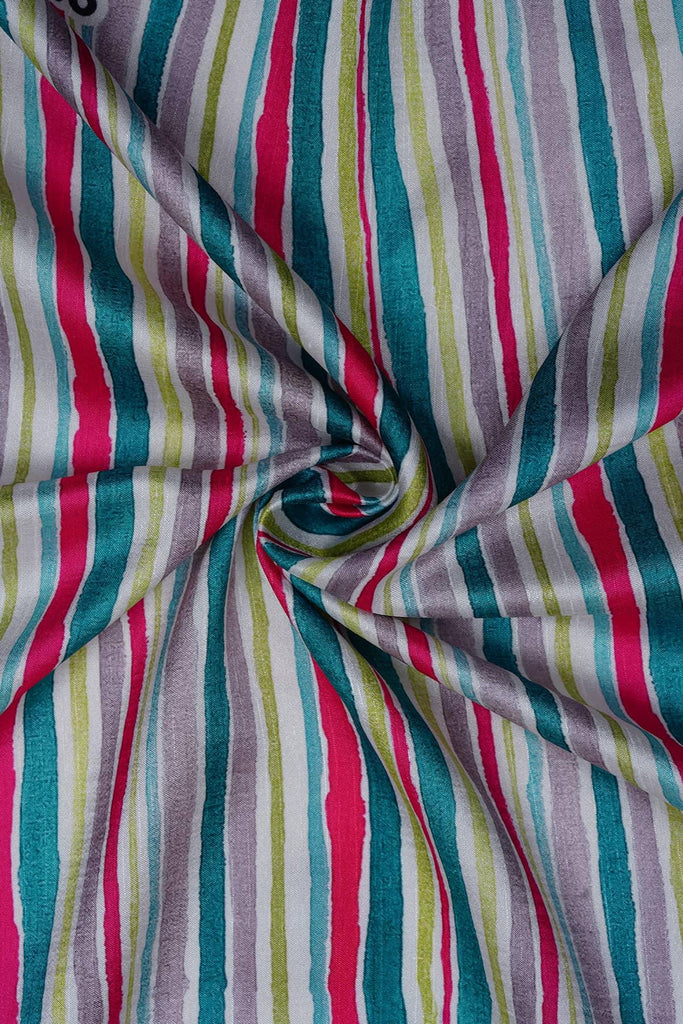 Multicolor Stripes Pattern Digitally Printed on Alina Silk – Saraaha