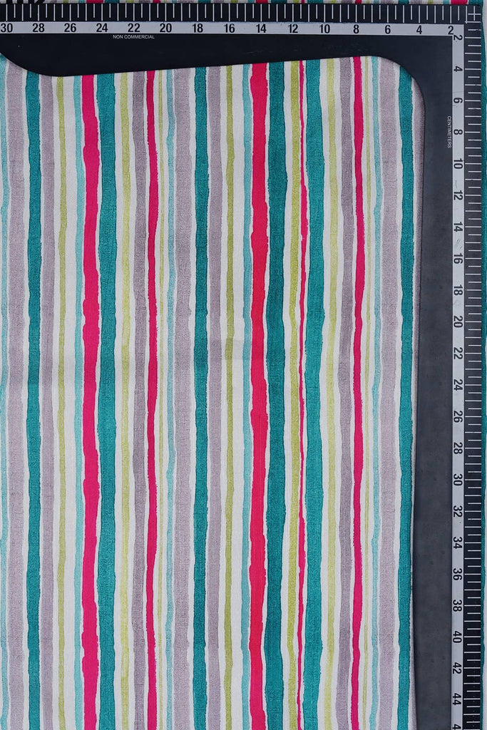 Multicolor Stripes Pattern Digitally Printed on Alina Silk – Saraaha